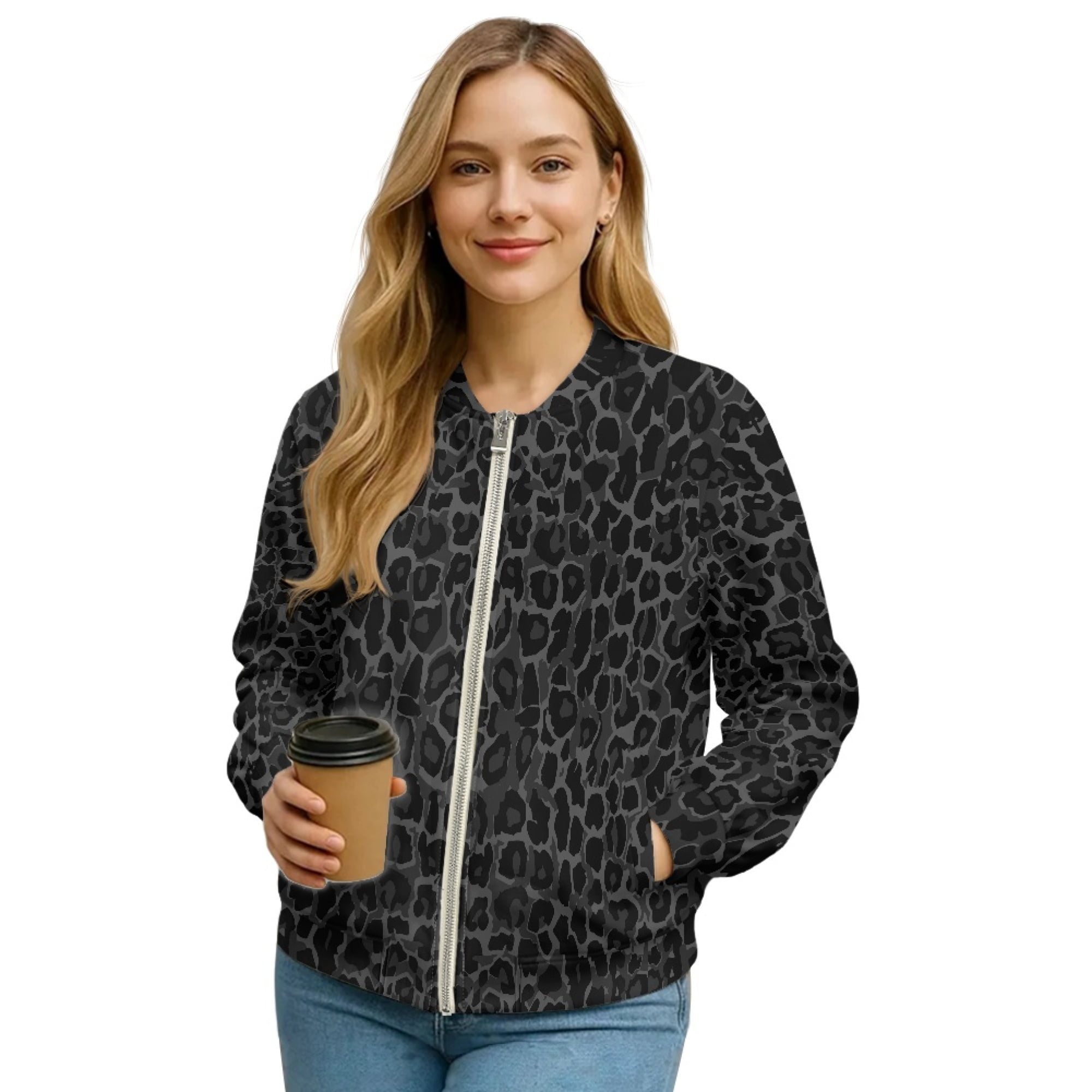 DISNIMO Leopard Print Printed Jackets for Women Zip Up Sweatshirts Long ...