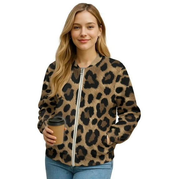 DISNIMO Leopard Print Women Sweatshirts No Hood Jackets Long Sleeve ...