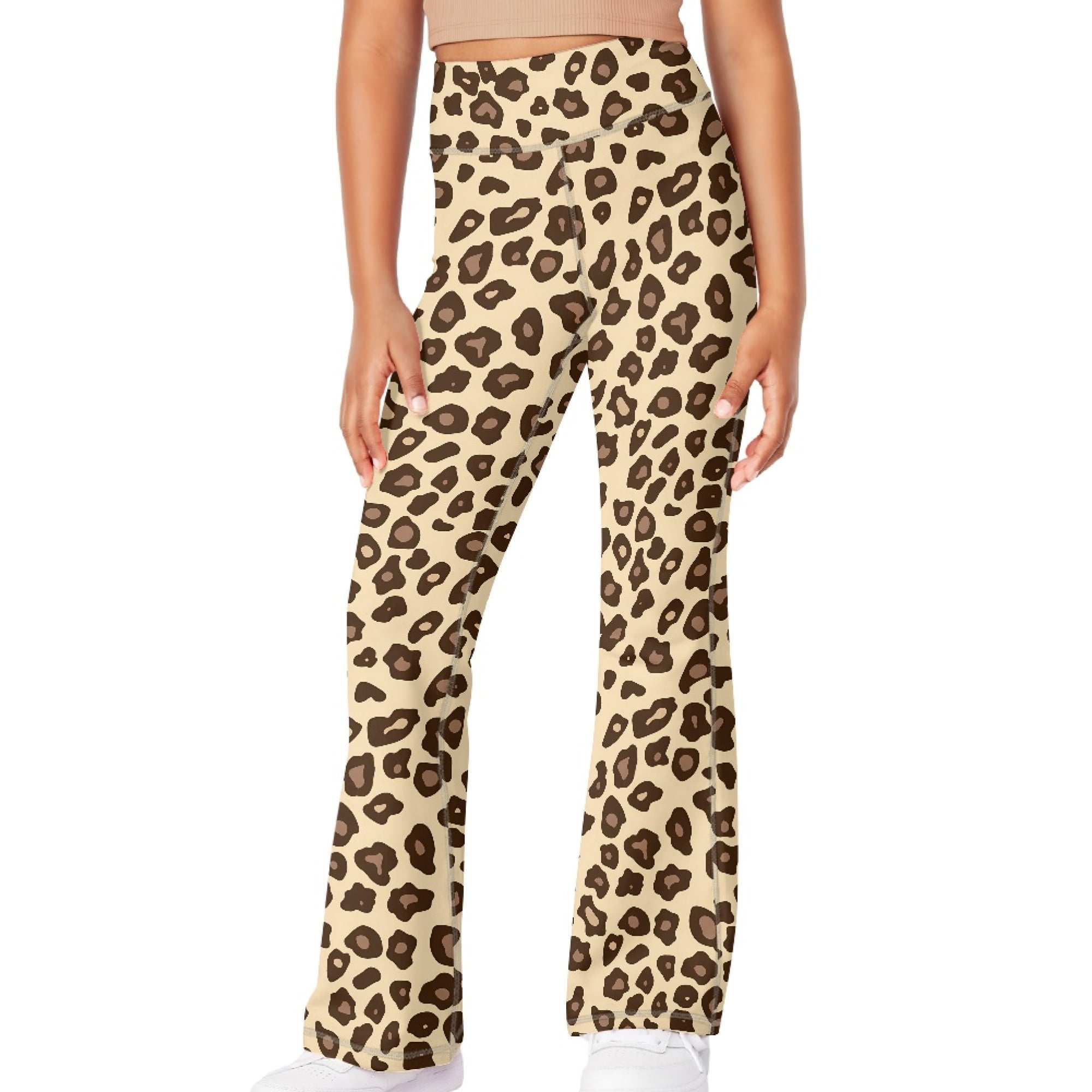 DISNIMO Leopard Print Yoga Pants Flared with Pockets 8t for Kids ...