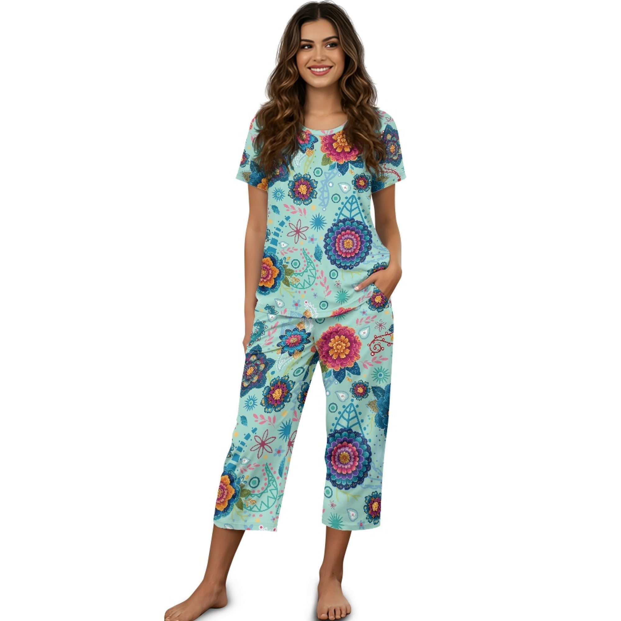 DISNIMO Mandala Flower Printed Womens Pajama Sets Summer 2 Piece Pjs ...