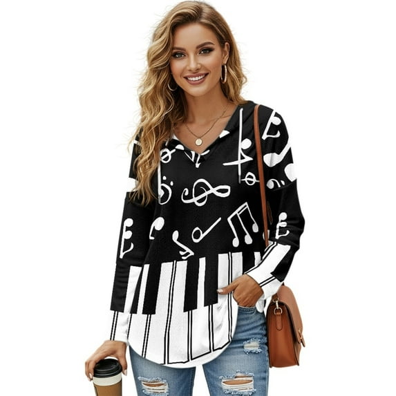 DISNIMO Musical Note Printed Sweatshirts for Women Long Sleeve Hoodies ...