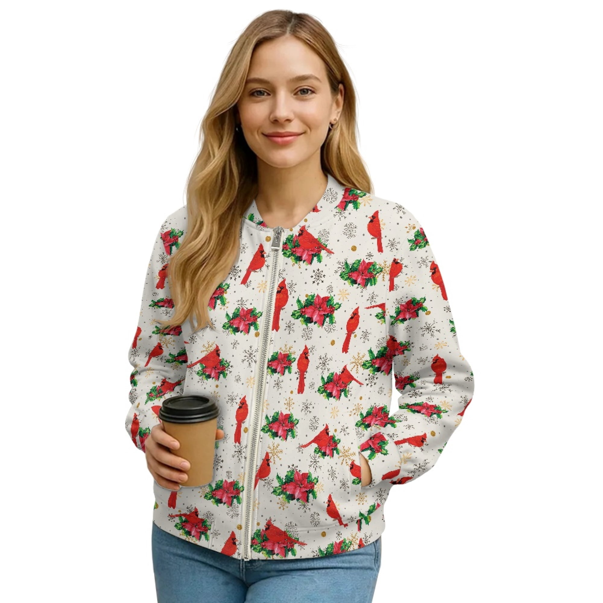DISNIMO Northern Cardinal Printed Jackets for Women Long Sleeve ...