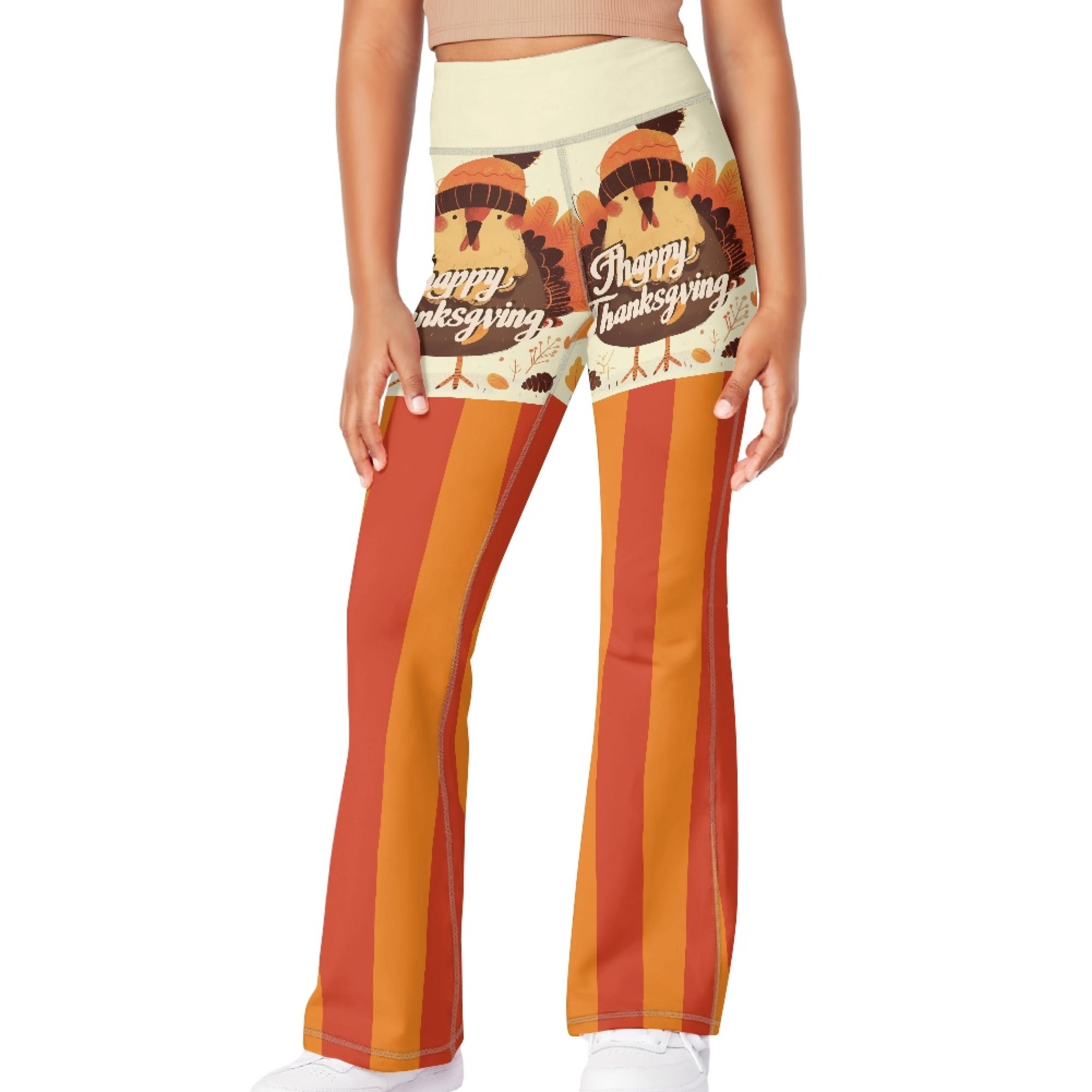 DISNIMO Orange Thanksgiving Turkey Girls Bell Bottom Stretchy Knit ...