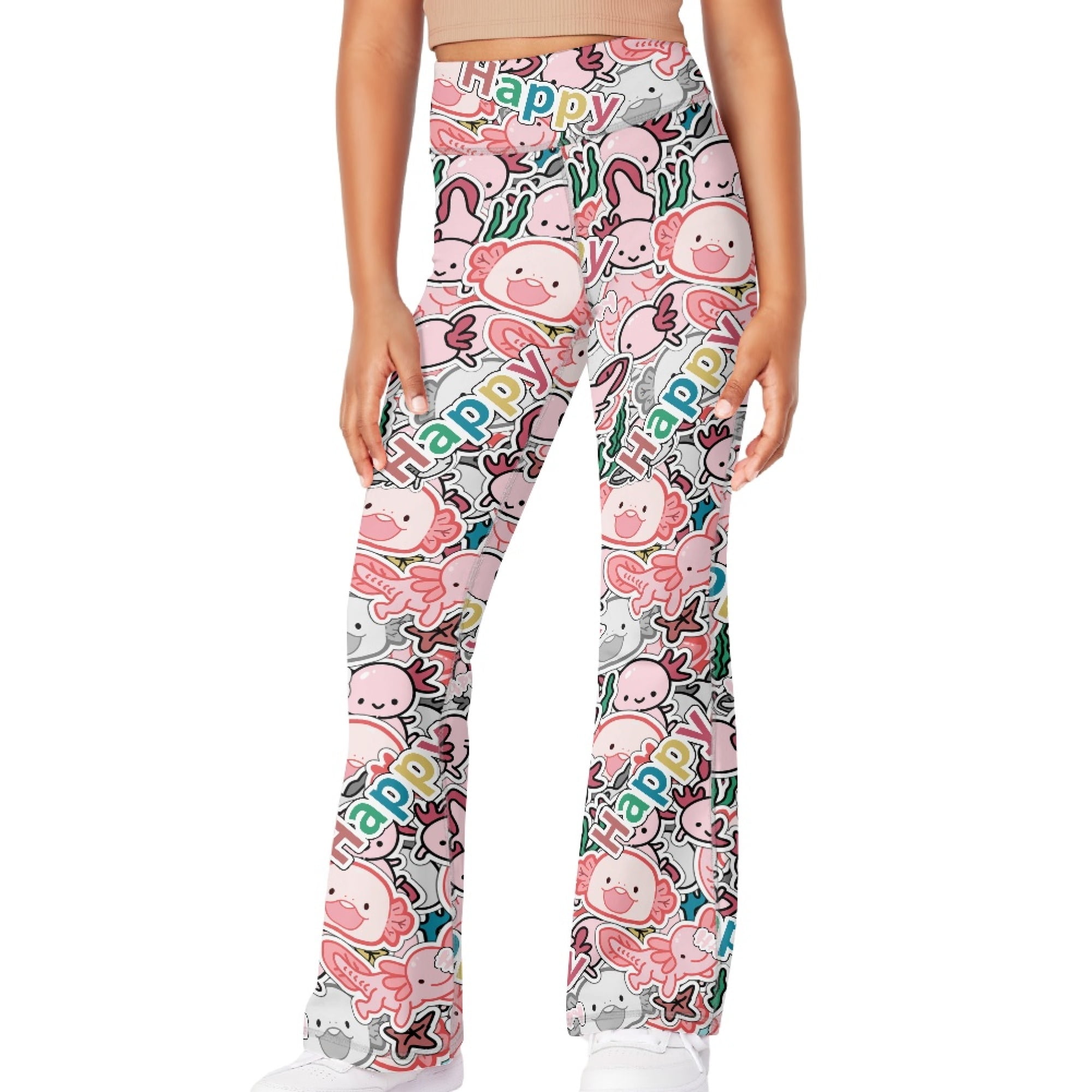 DISNIMO Pink Axolotl Kids Bell Bottoms Pants for Girls 7-8 Flare ...