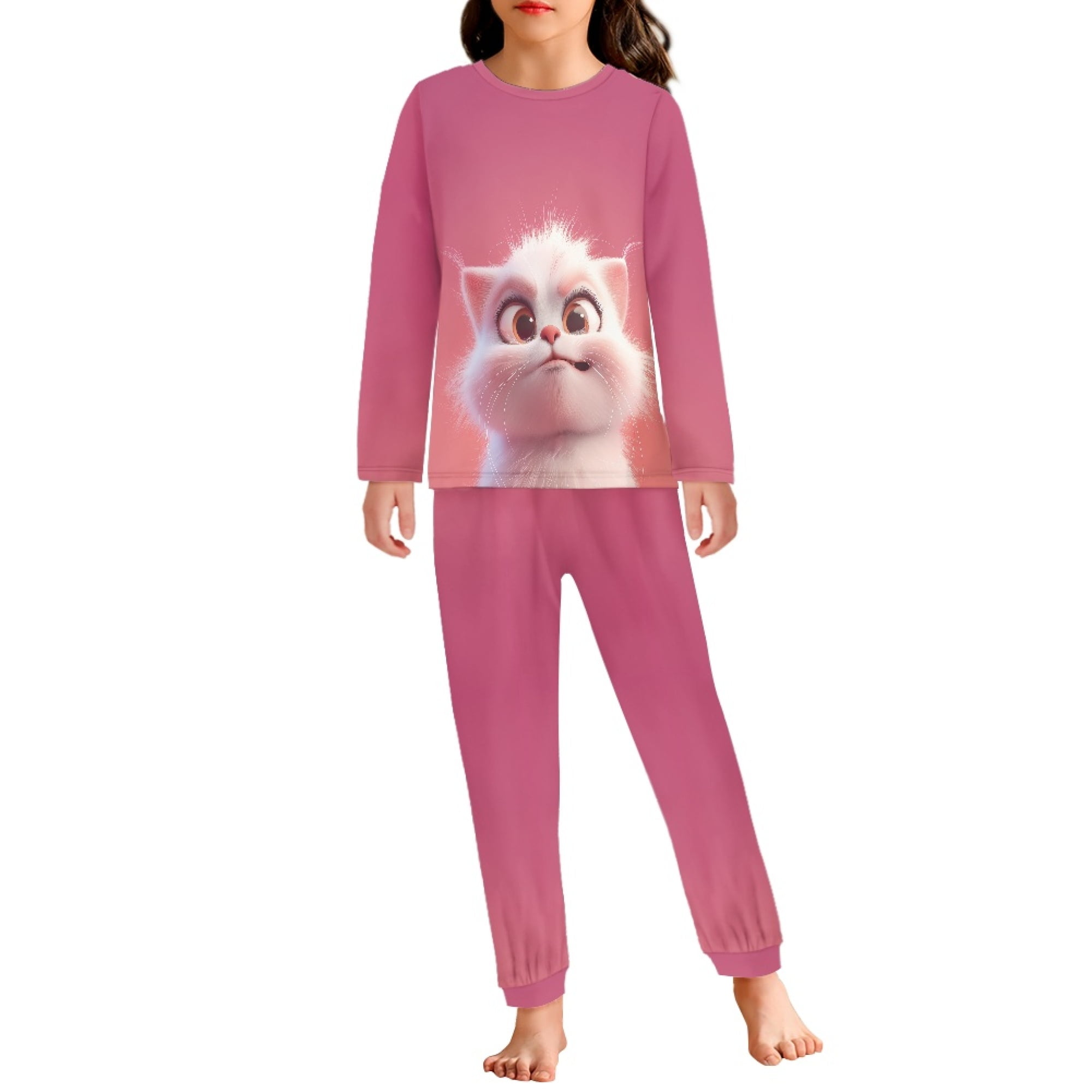 DISNIMO Pink Cat Pajamas Kids Pajama Set Girls 5-6 Pajamas Kids 2 Piece ...