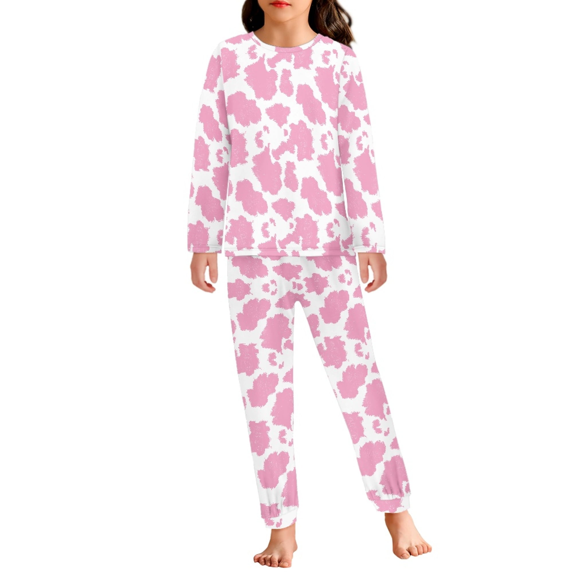 DISNIMO Pink CowPrint Pajama Set Soft Long for Kids Ages 9-10 Boys pjs ...