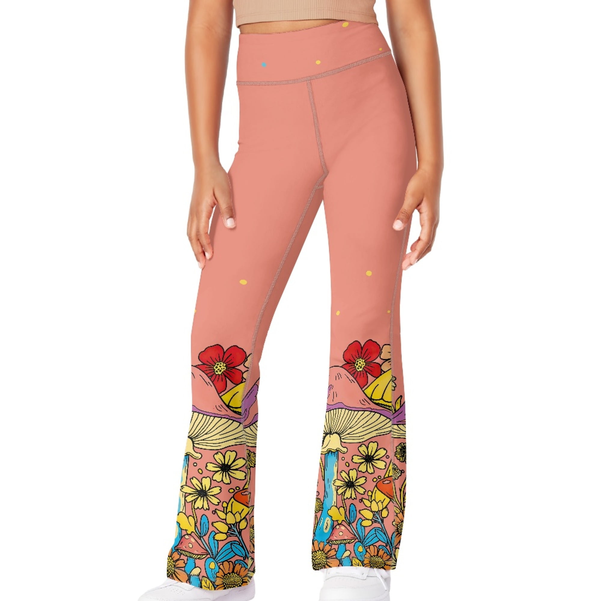 DISNIMO Pink Mushroom Yoga Pants Workout Leggings for Kids Workout ...