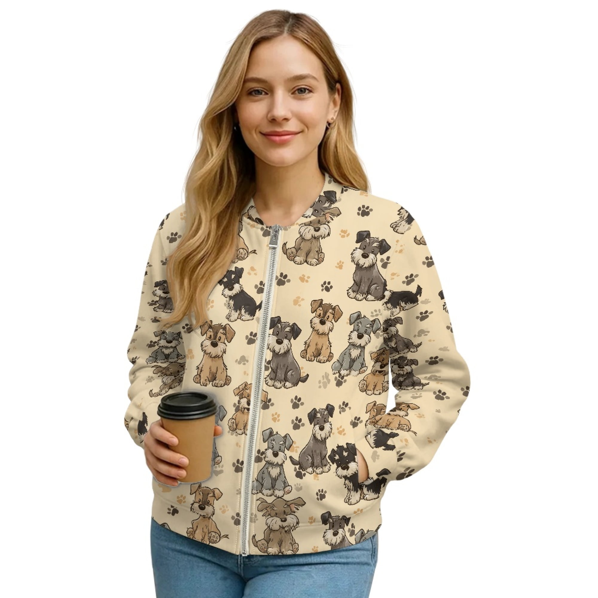 DISNIMO Schnauzer Printed Jackets for Women Dog Paw Printed Sweatshirts ...