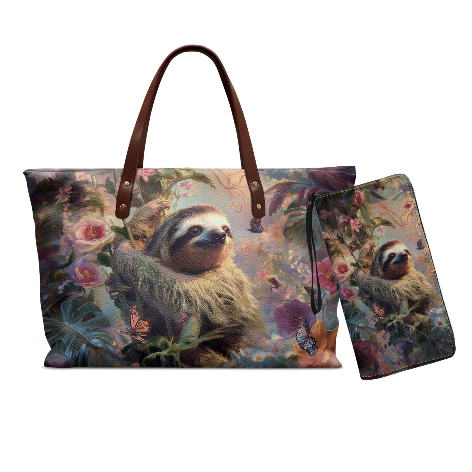 DISNIMO Sloth Rose Print Purses for Women Large Tote Handbag with ...