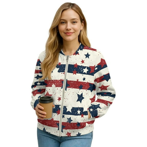 DISNIMO Star Printed Sweatshirts for Women Zip Up Outwear Long Sleeve ...