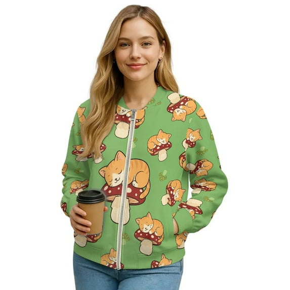 DISNIMO Sun Moon Printed Jackets for Women Star Printed Sweatshirts Zip ...