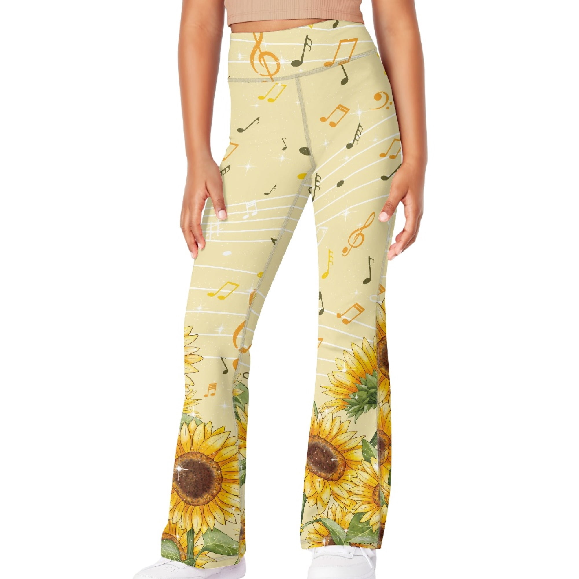 DISNIMO Sunflower Music Note Dance Flare Leggings Girls Flare Dance ...