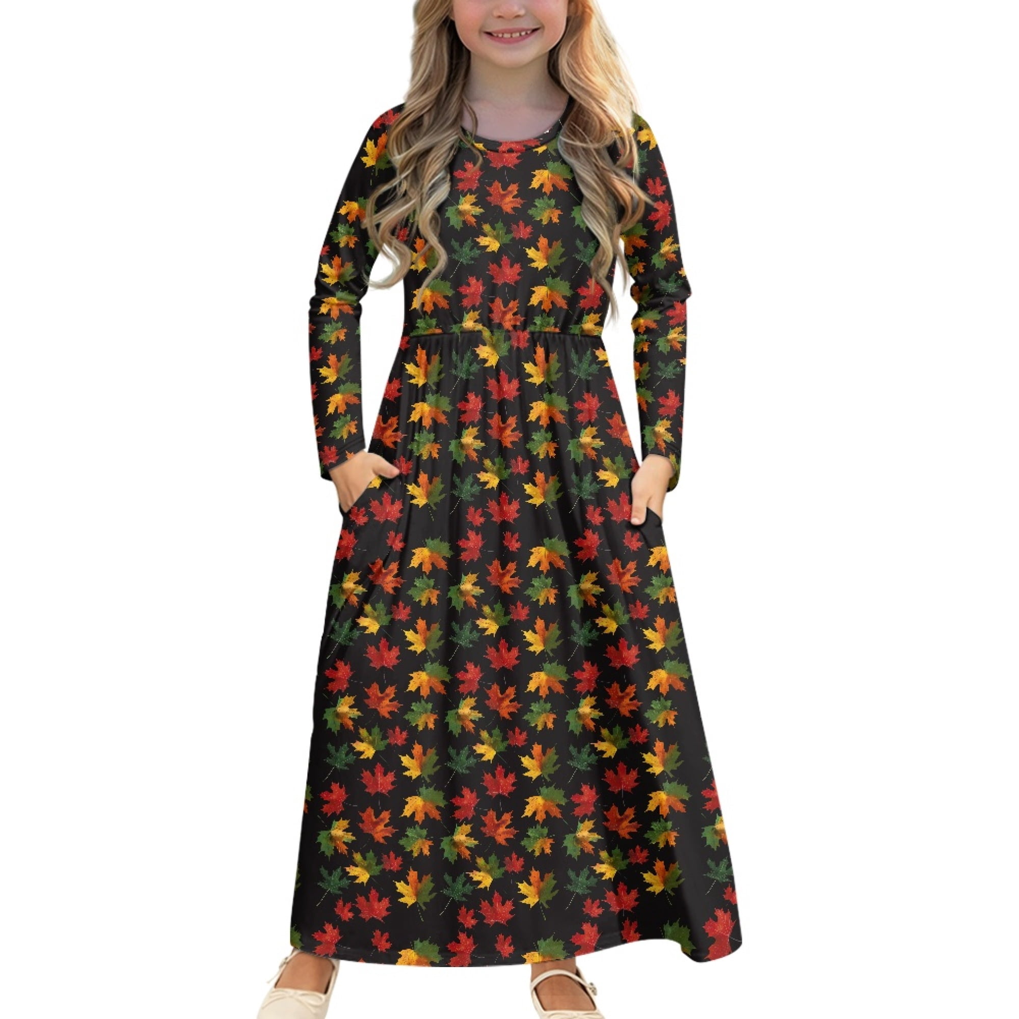 DISNIMO Thanksgiving Fall Dresses Long Sleeve dress for Girls 7-8 Dress ...