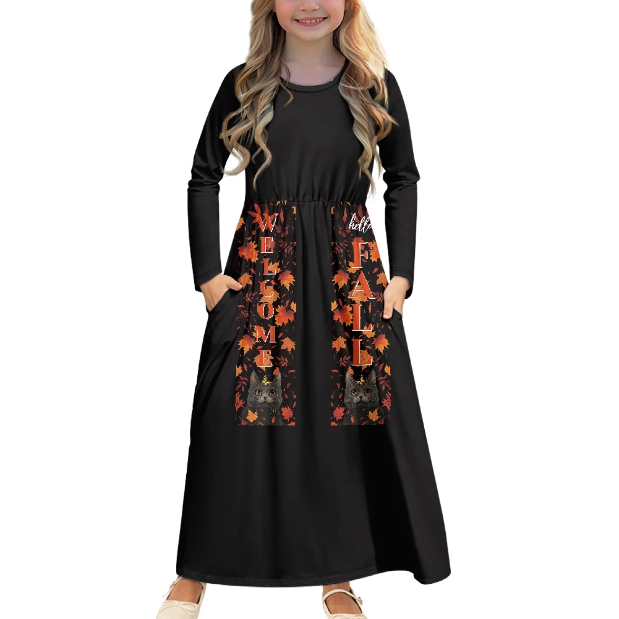 DISNIMO Thanksgiving Fall Girls Dresses Long Sleeve Dress for Girls 13 ...