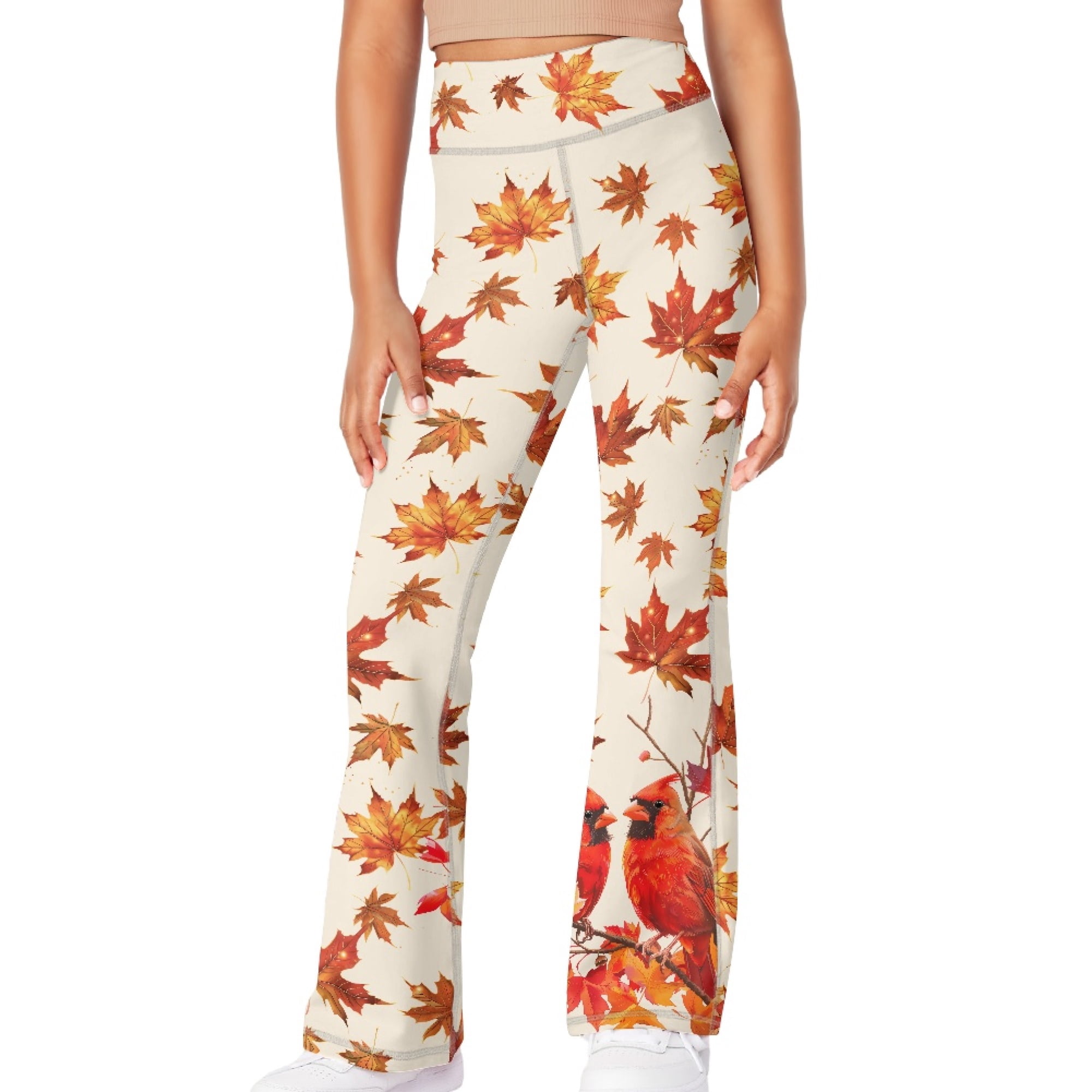 DISNIMO Thanksgiving Maple Leaf Girls Bell Bottom Stretchy Knit Pants ...