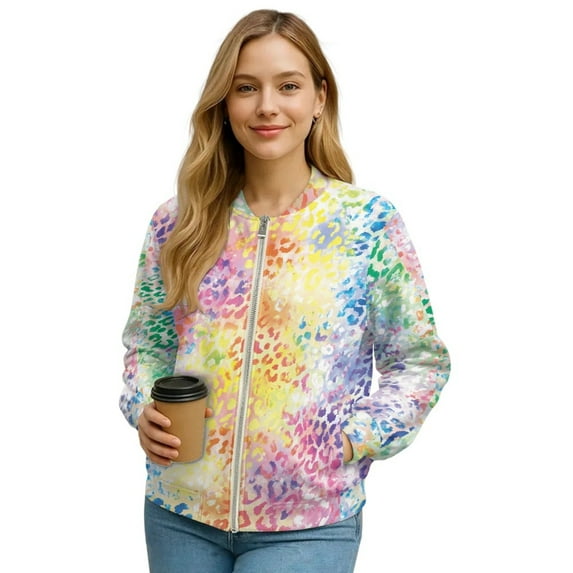DISNIMO Tie Dye Printed Sweatshirts for Women Leopard Print Jackets Zip ...