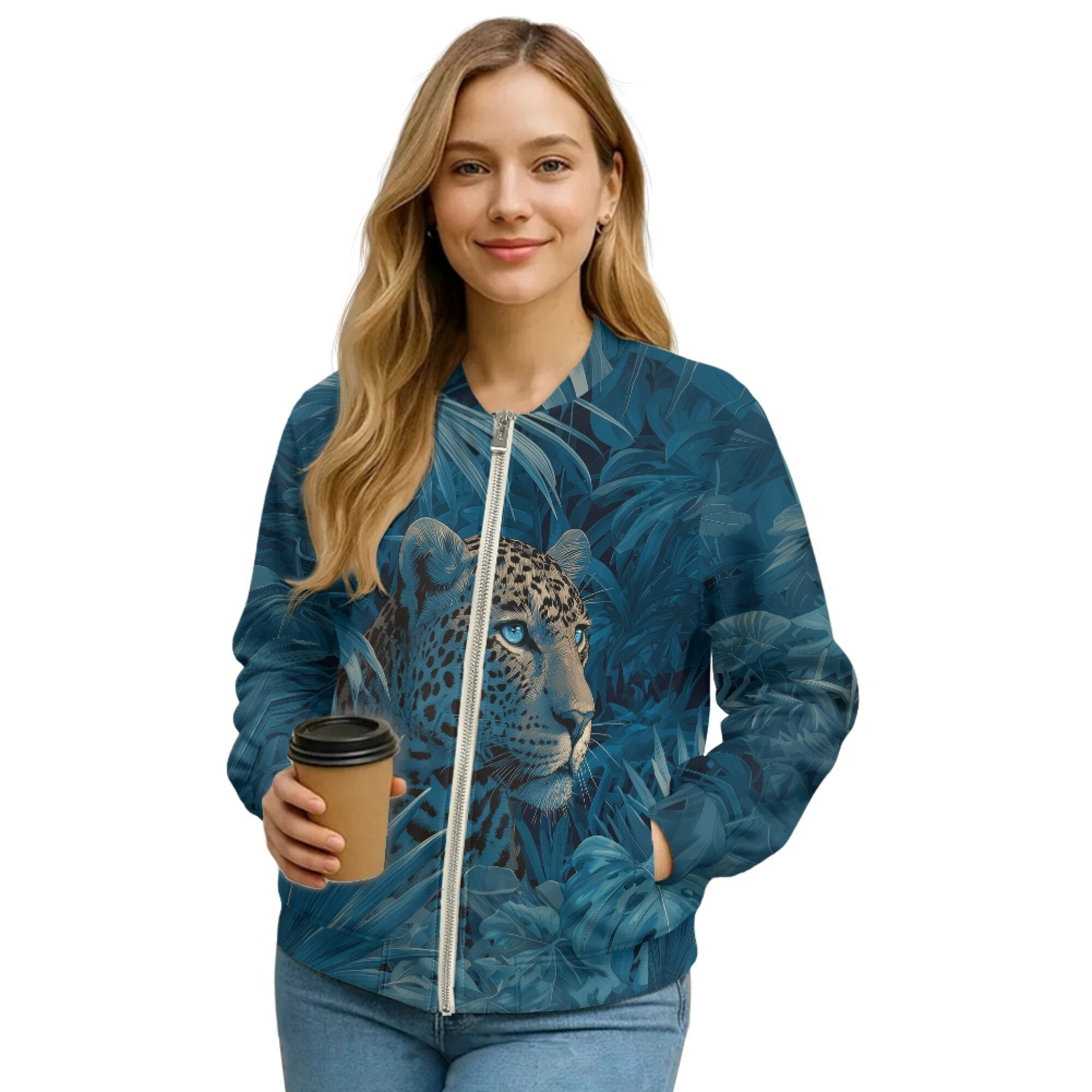 DISNIMO Tiger Leaf Printed Sweatshirts for Women Zip Up Jackets Long ...