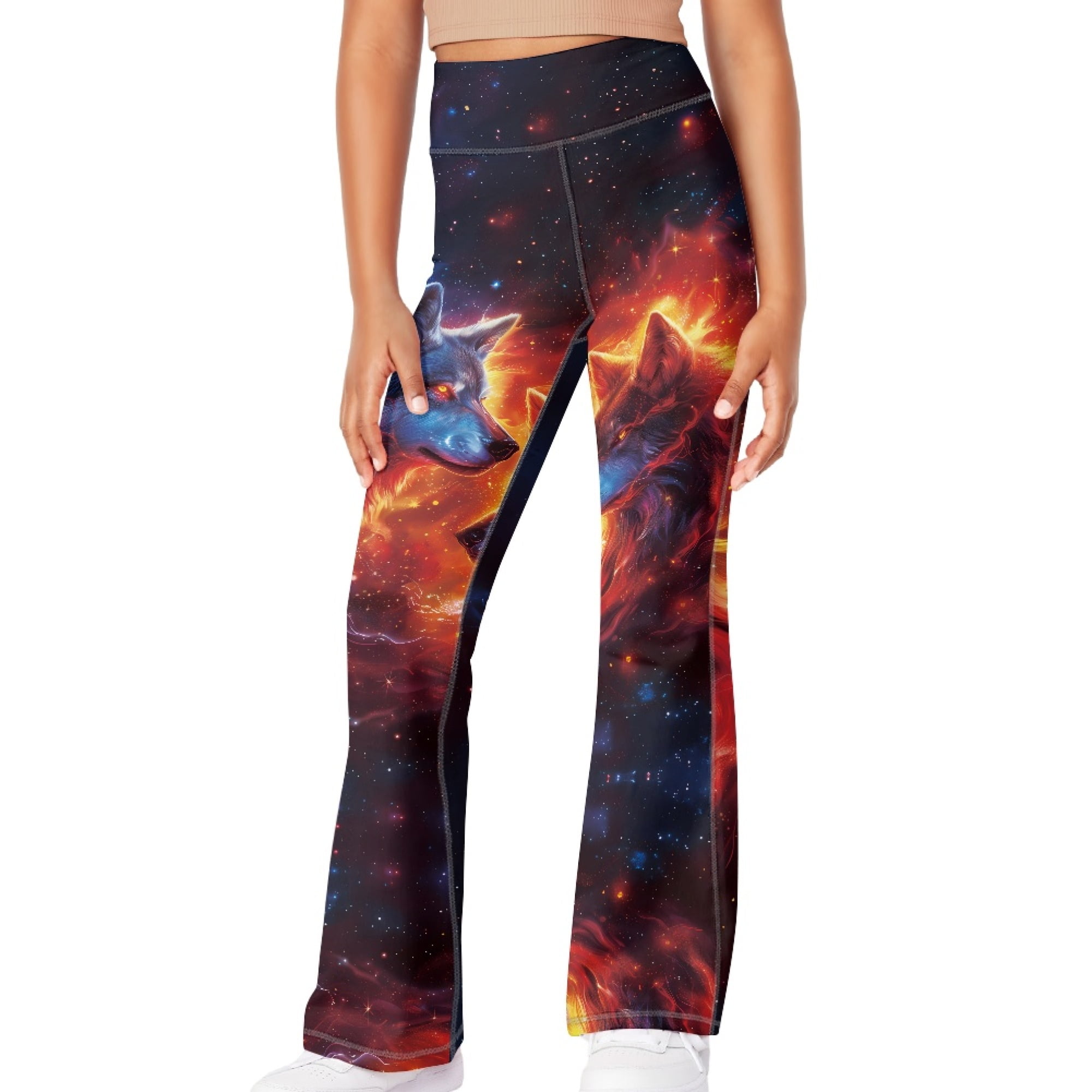 DISNIMO Wolf Galaxy Girls Bell Bottoms Leggings Boys Crossover High ...