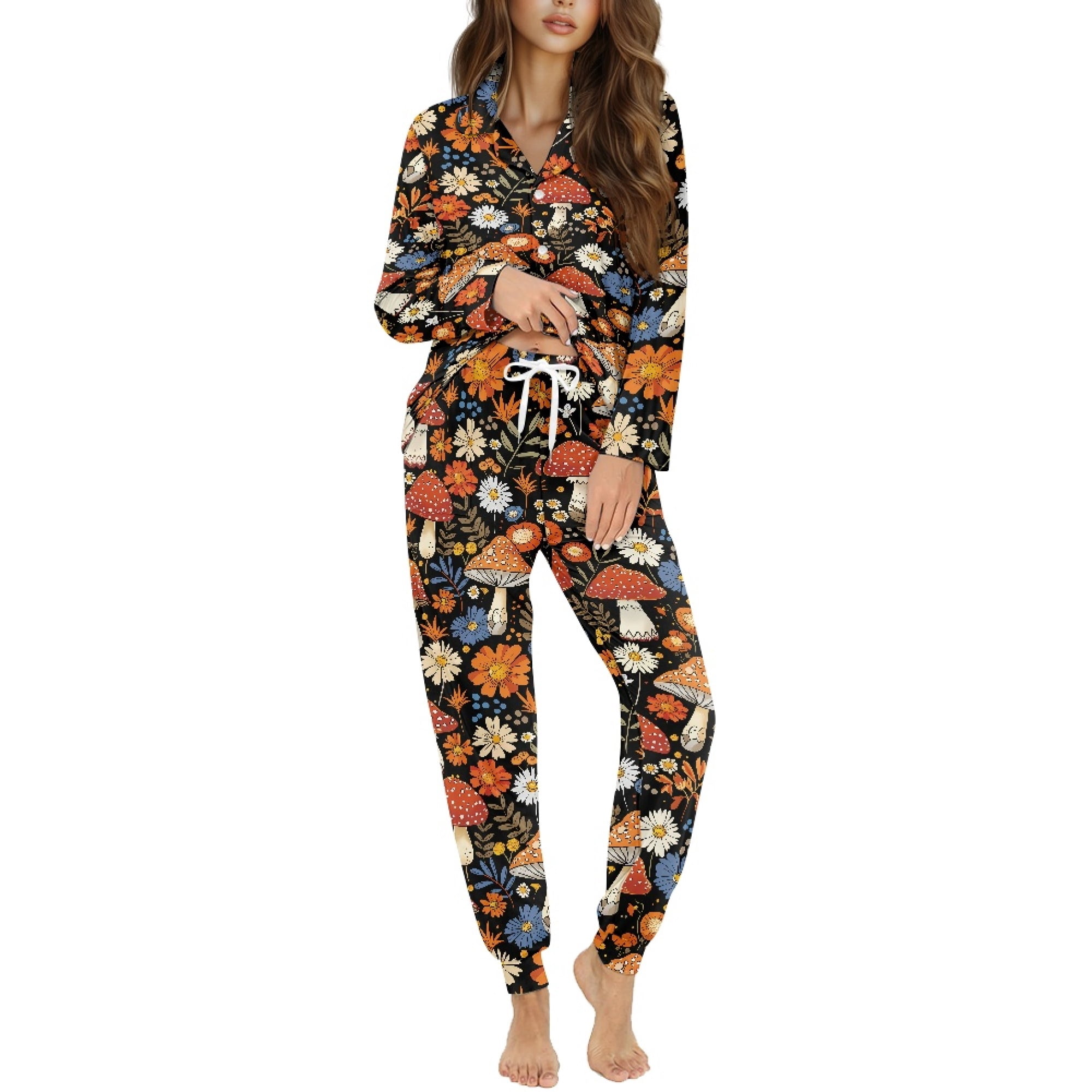DISNIMO Women's 2 Piece Lounge Sets Mushroom Flower Print Long Sleeve ...