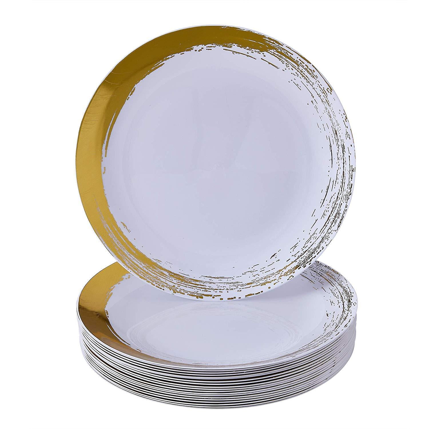 DISPOSABLE DINNER PLATES | 20 pc | Heavy Duty Plastic Dishes | Elegant ...