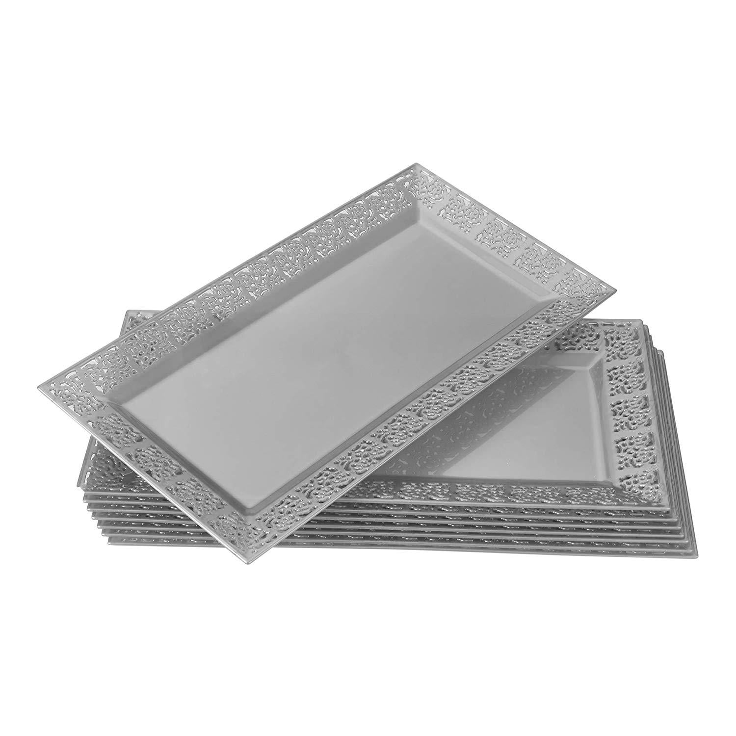 DISPOSABLE LACE TRAYS | for Upscale Wedding and Dining | 6 pc | Silver ...
