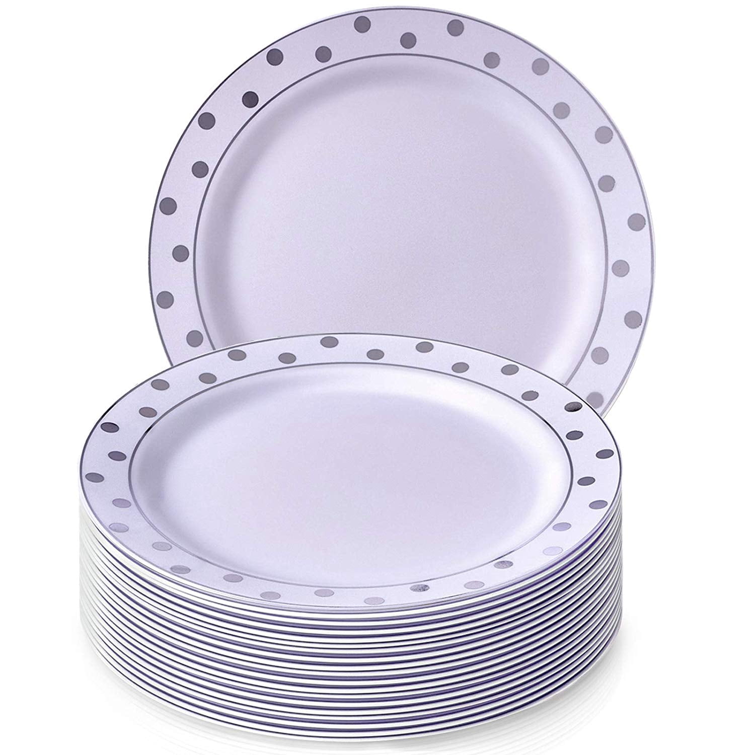 DISPOSABLE PLASTIC SIDE PLATES 7.5" Dots Silver 20 pc - Walmart.com