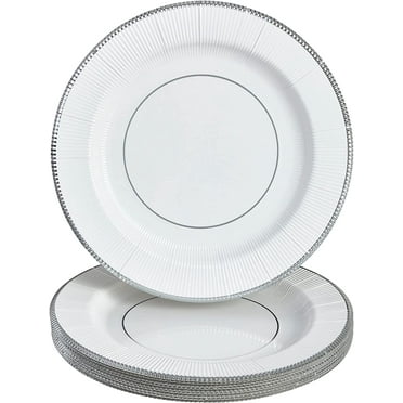 Efavormart 10 Pack White Cardstock Paper Charger Plates With Gold ...