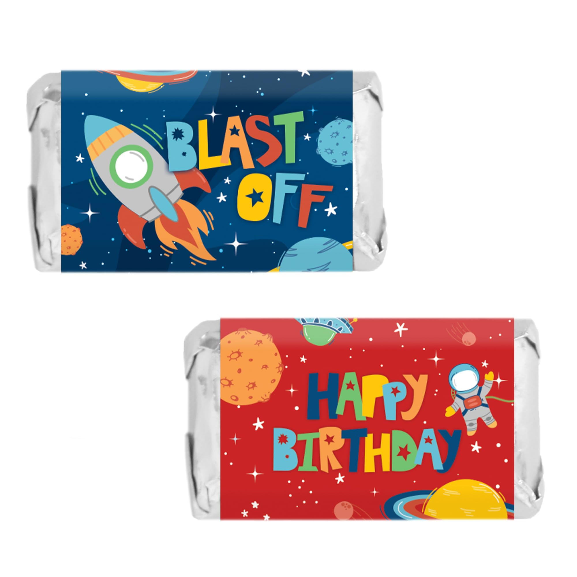DISTINCTIVS Outer Space Party MMF7 Favor Mini Chocolate Bar Wrappers ...