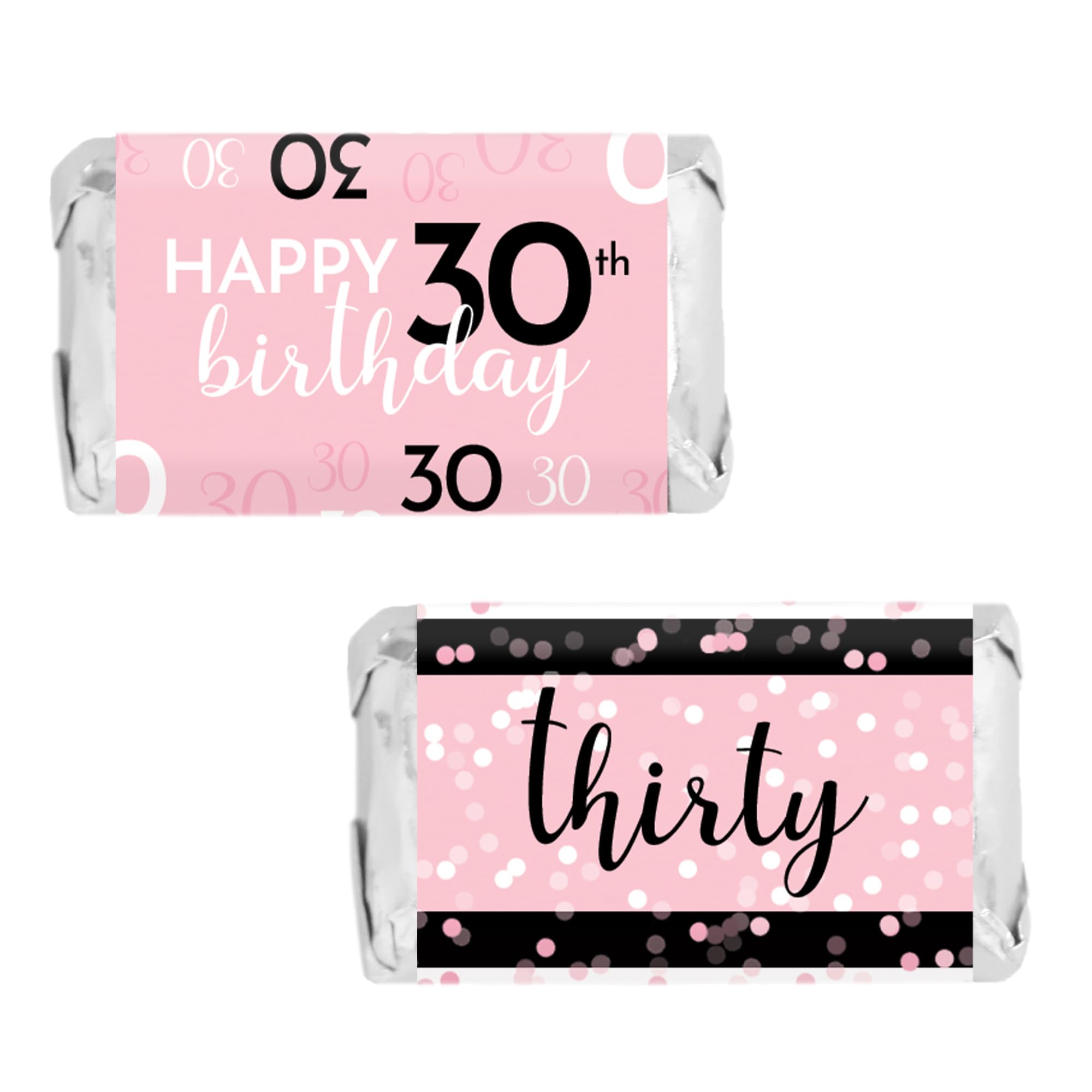 DISTINCTIVS Pink, Black, and MMF7 White 30th Birthday Party Mini Candy ...