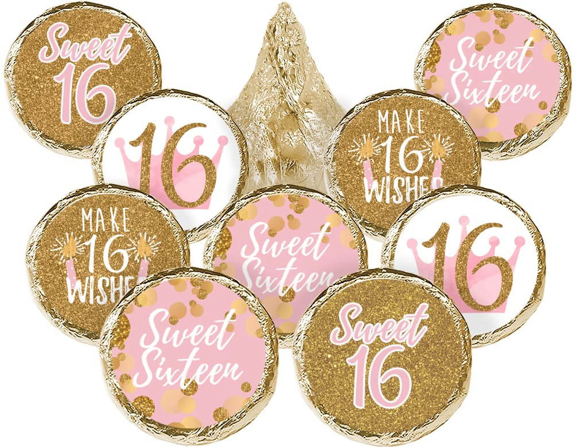 DISTINCTIVS Pink and Gold DHF10 Sweet 16 Kisses Candy Stickers ...