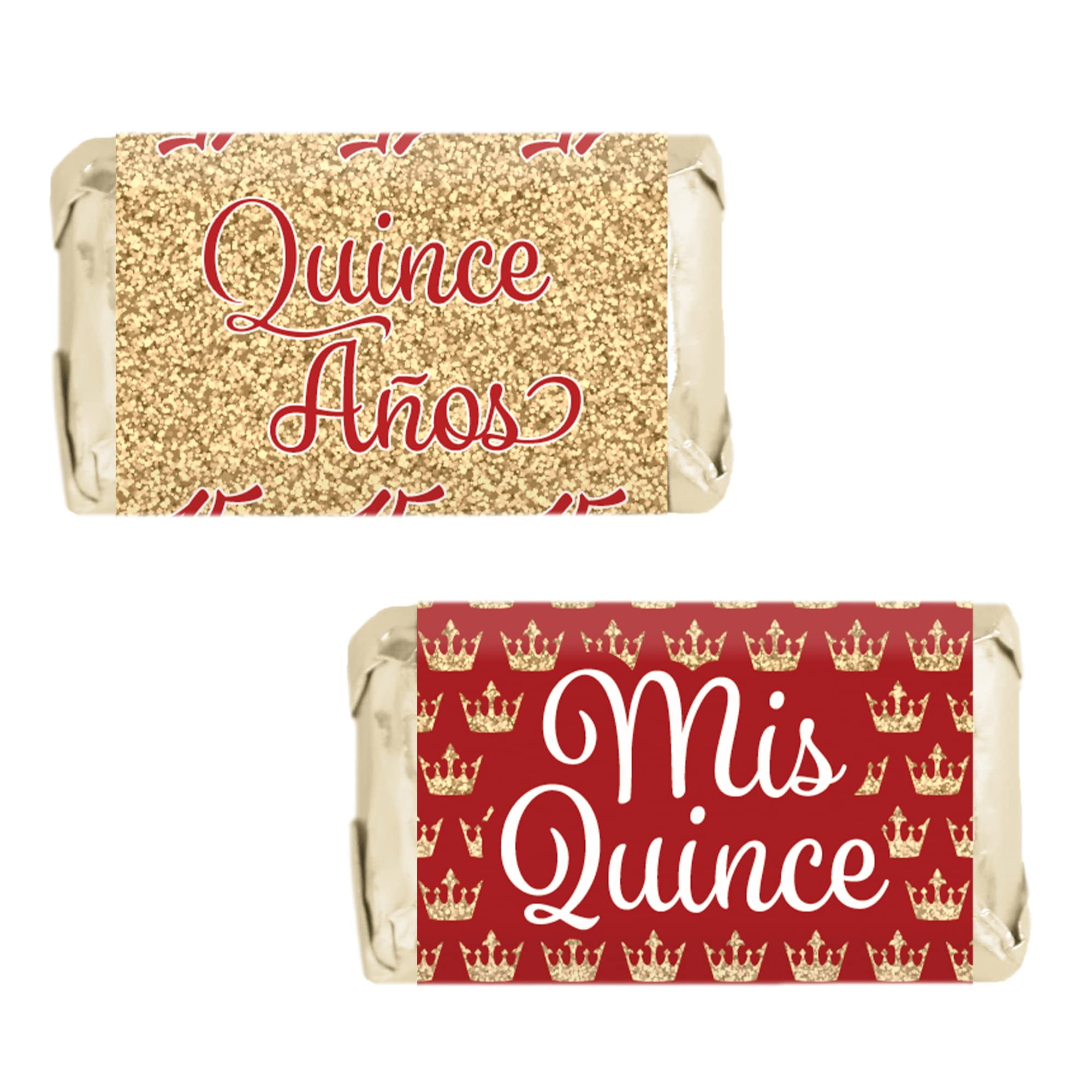 DISTINCTIVS Red and Gold KEF16 Quinceañera Mini Candy Bar Wrapper ...
