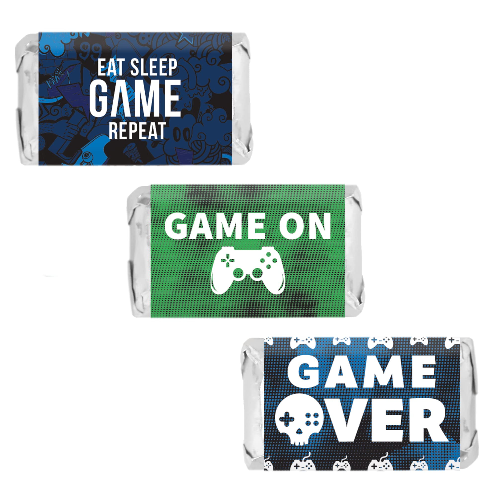 DISTINCTIVS Video Game Birthday Mini Candy Bar Wrappers - 45 Stickers ...