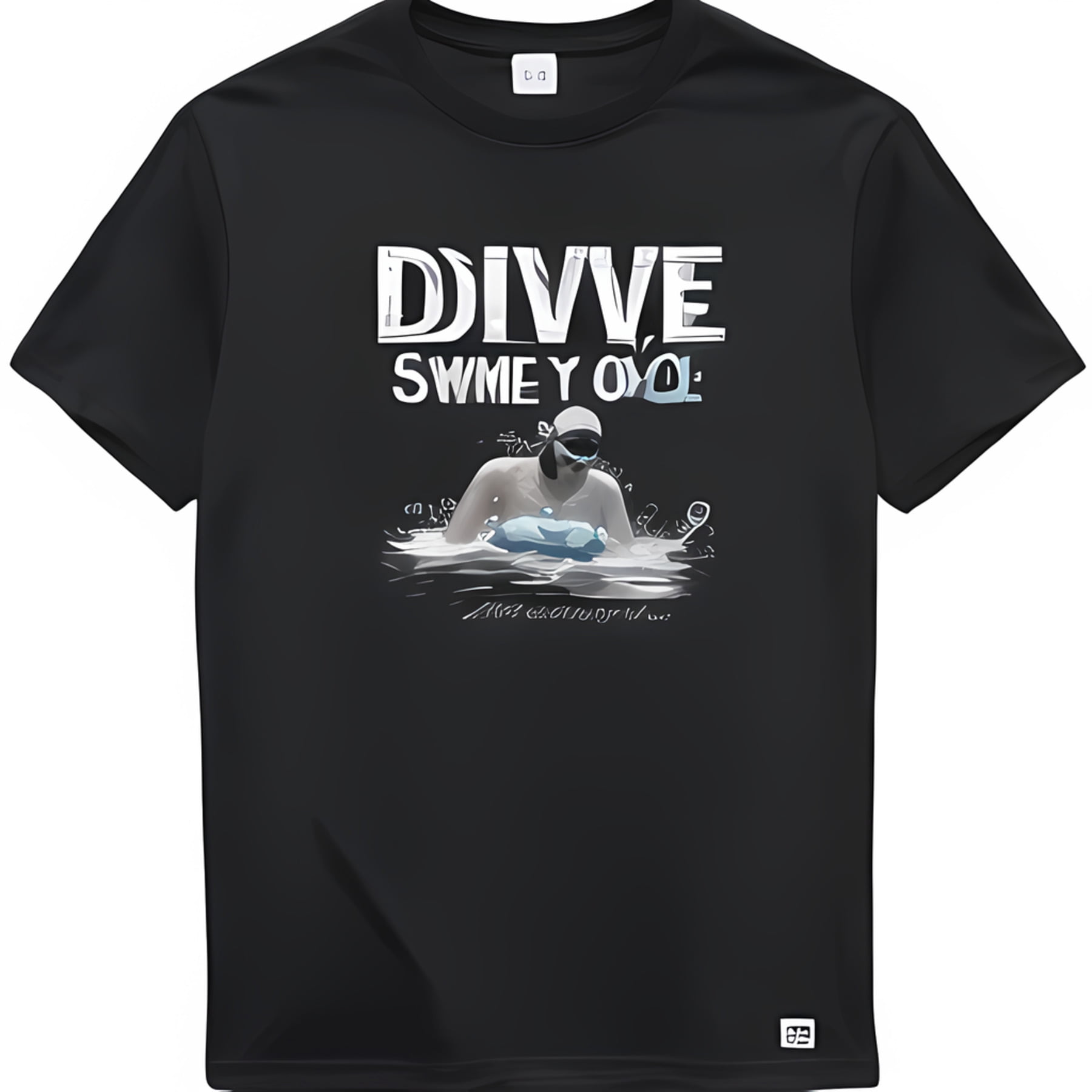 DIVE Swim T-Shirt Design Cool Colors Detailed Line Art Realistic ...