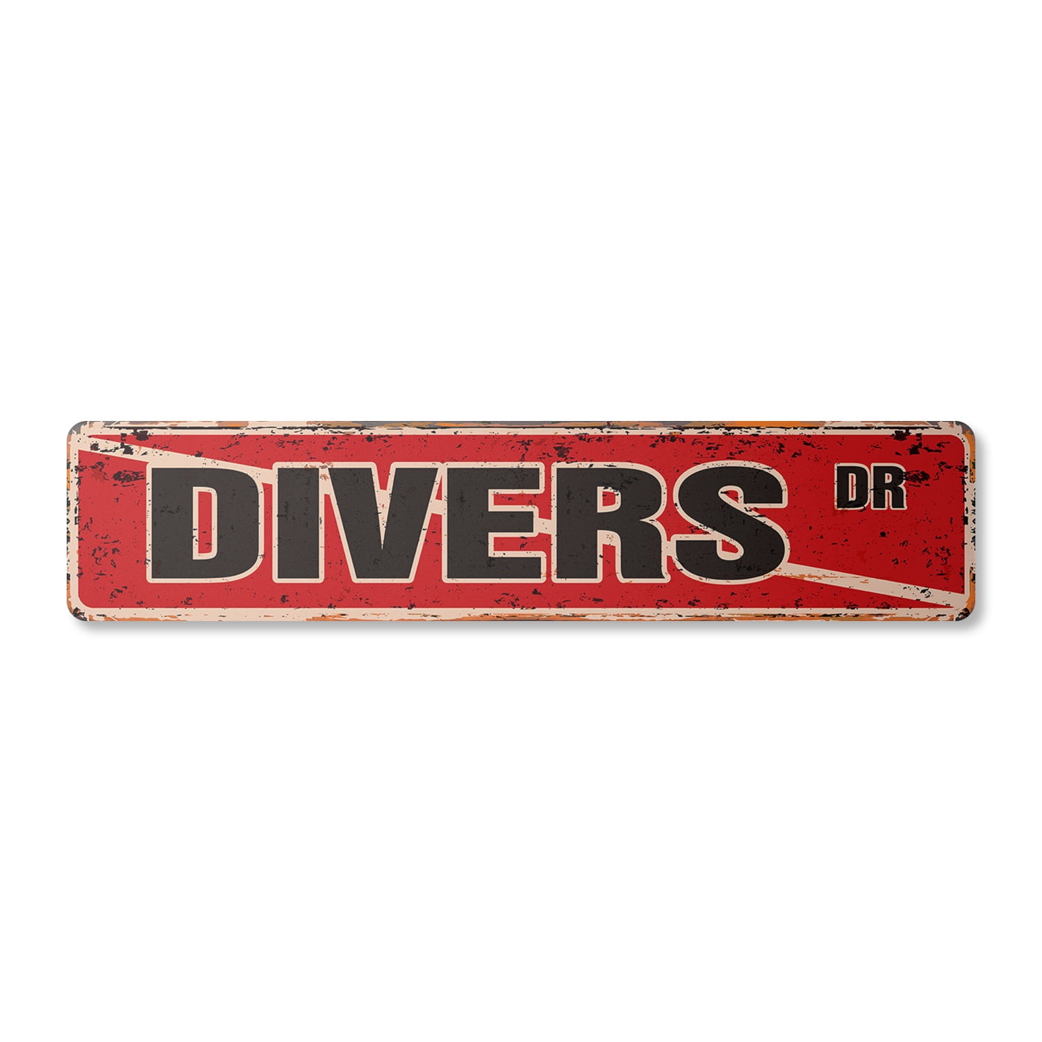 DIVER Vintage Aluminum Street Sign scuba divers fins mask gear rustic ...