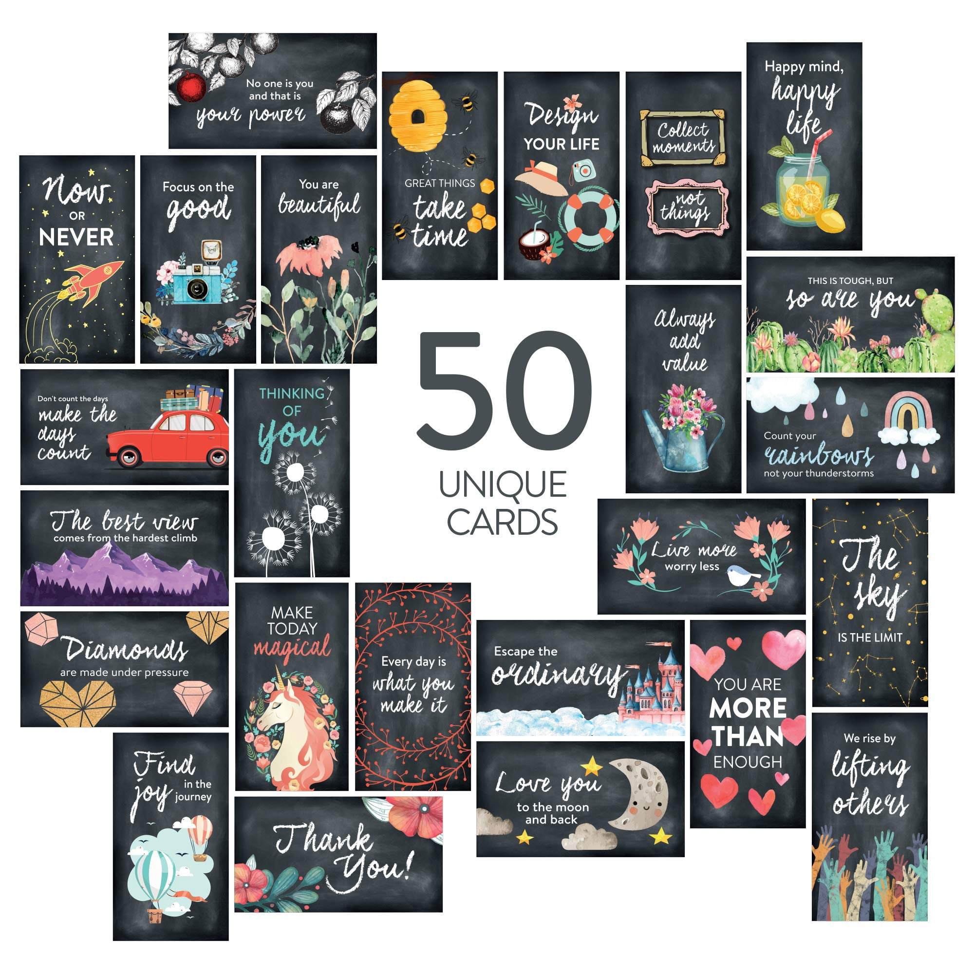 DIVERSEBEE 50 Pack Assorted Inspirational Cards - Motivational Kindness ...