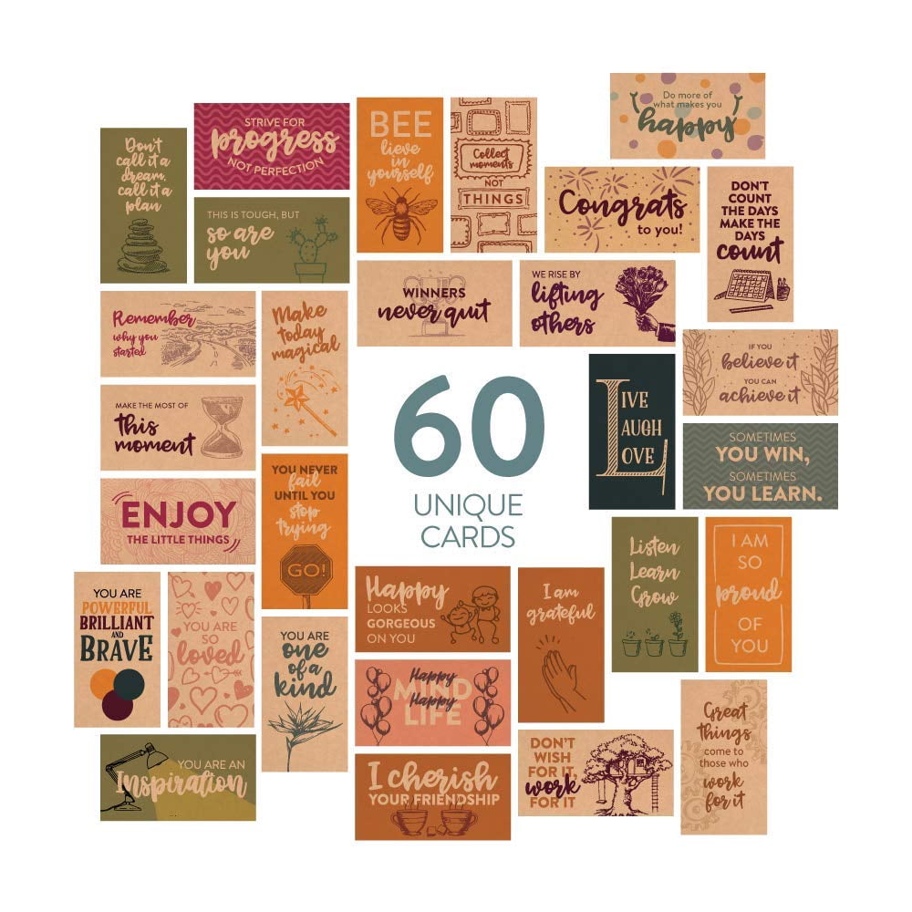 DIVERSEBEE 60 Pack Assorted Inspirational Kraft Cards - Motivational ...