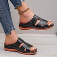 DIVVce Adjustable Strap Wedge Mule Sandals For Women Open Toe Slip On ...