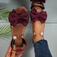 DIVVce Bow Pearl Sandals For Women Open Toe Metal Bead Elastic Back ...