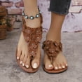 DIVVce Floral T-Strap Sandals For Women Open Toe Elastic Back ...