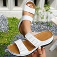 DIVVce Perforated Double Strap Wedge Slides For Women Open Toe Slip On ...