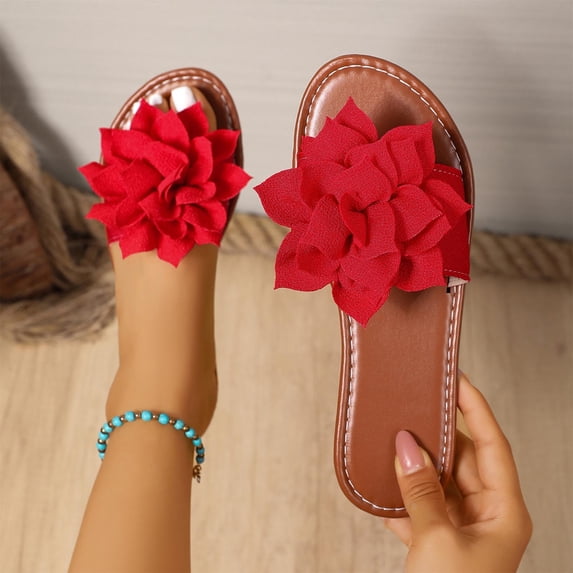 DIVVce Slide Sandals For Women Flower Decor Open Toe Comfortable Non ...