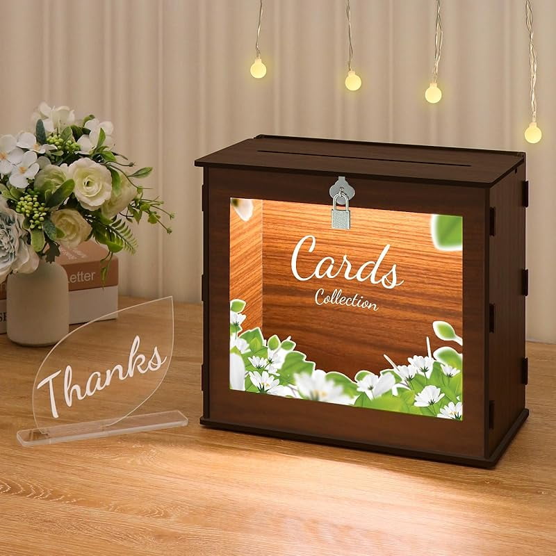 DIWNELEM Acrylic Wedding Card Box with Lock Clear Large Letter Envelope ...