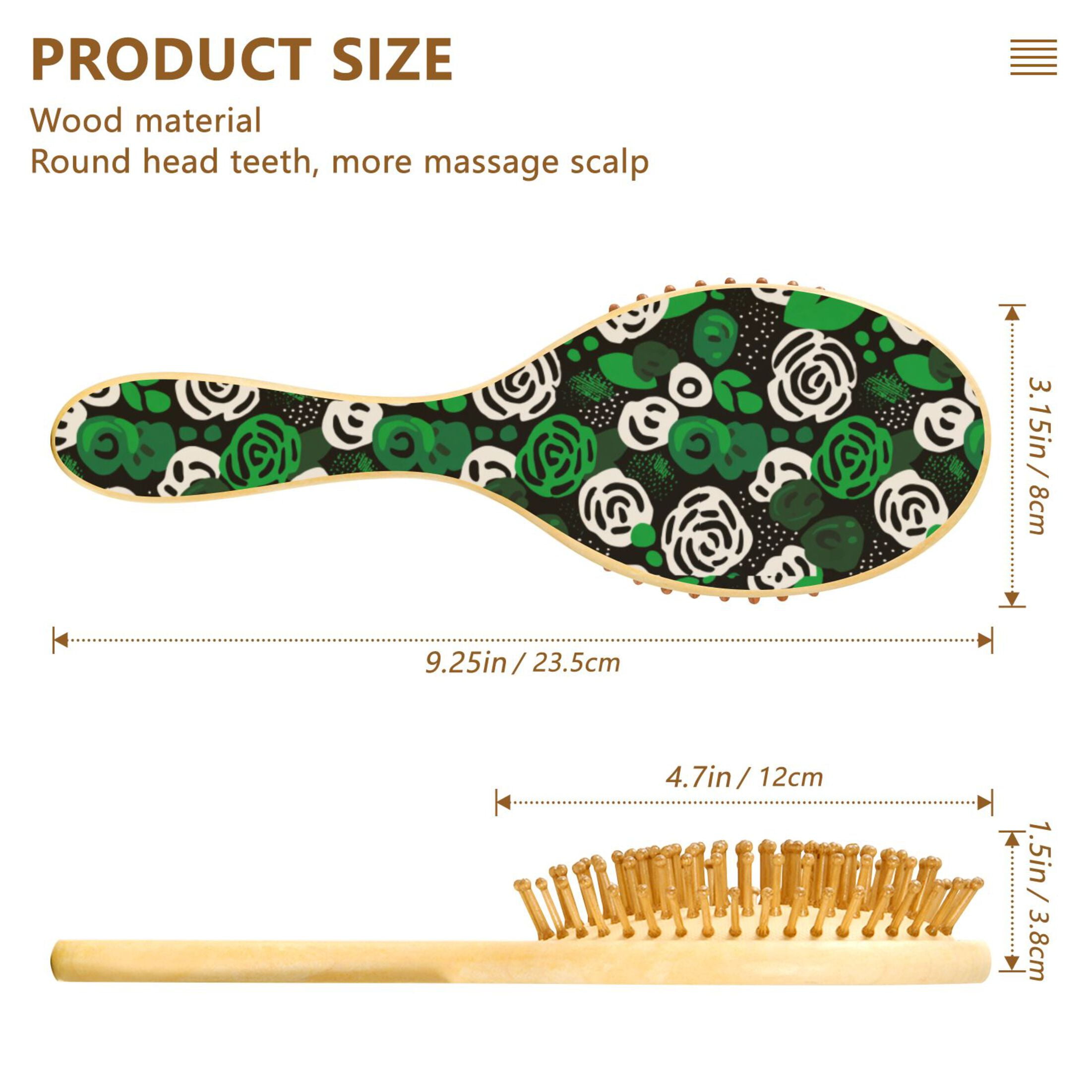 DIXRUYE Soft Hair Brush Hair Smoothing Hair Care Emerald Rose Mosaic ...