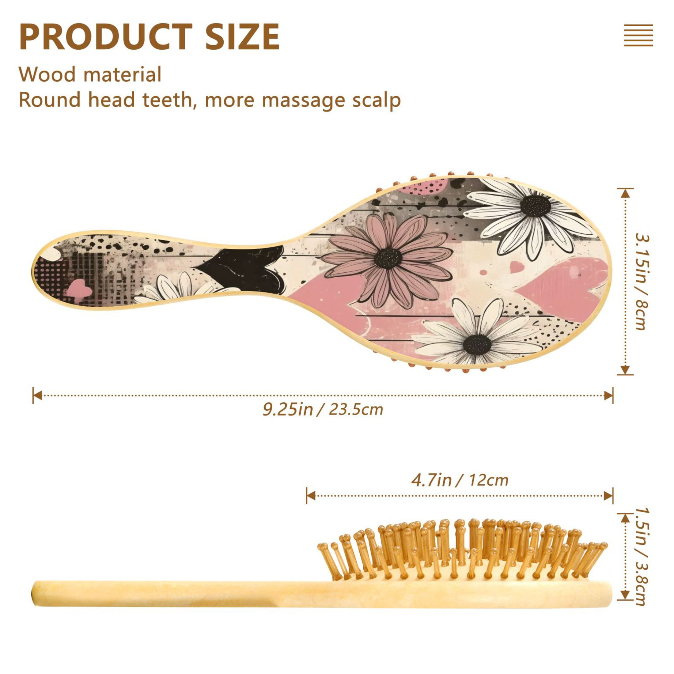 DIXRUYE Soft Hair Brush Hair Smoothing Hair Care Sweetheart Blooms ...
