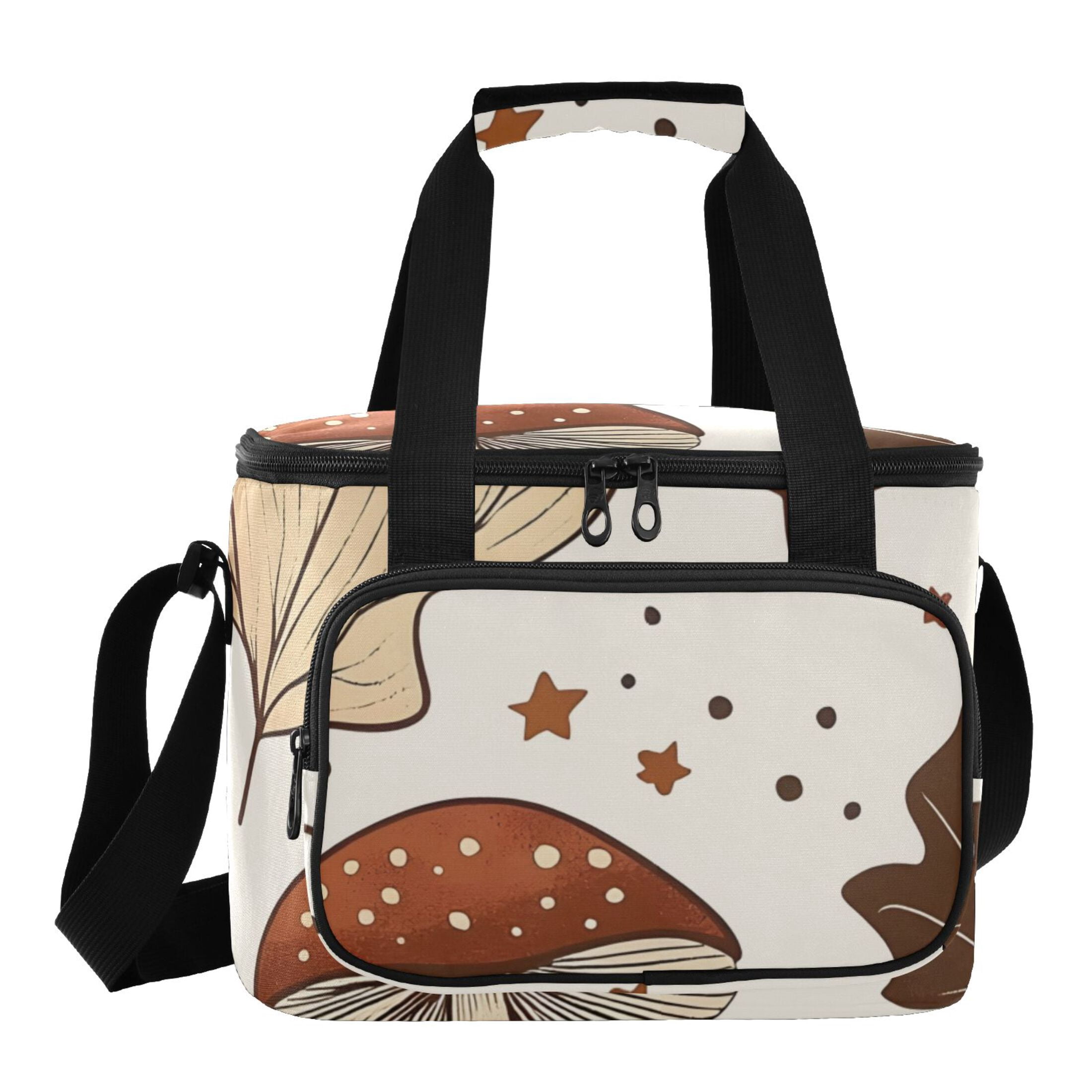 DIXRUYEE Autumn Leave Mushroom Pattern Cooler BagWaterproof 600D Oxford ...