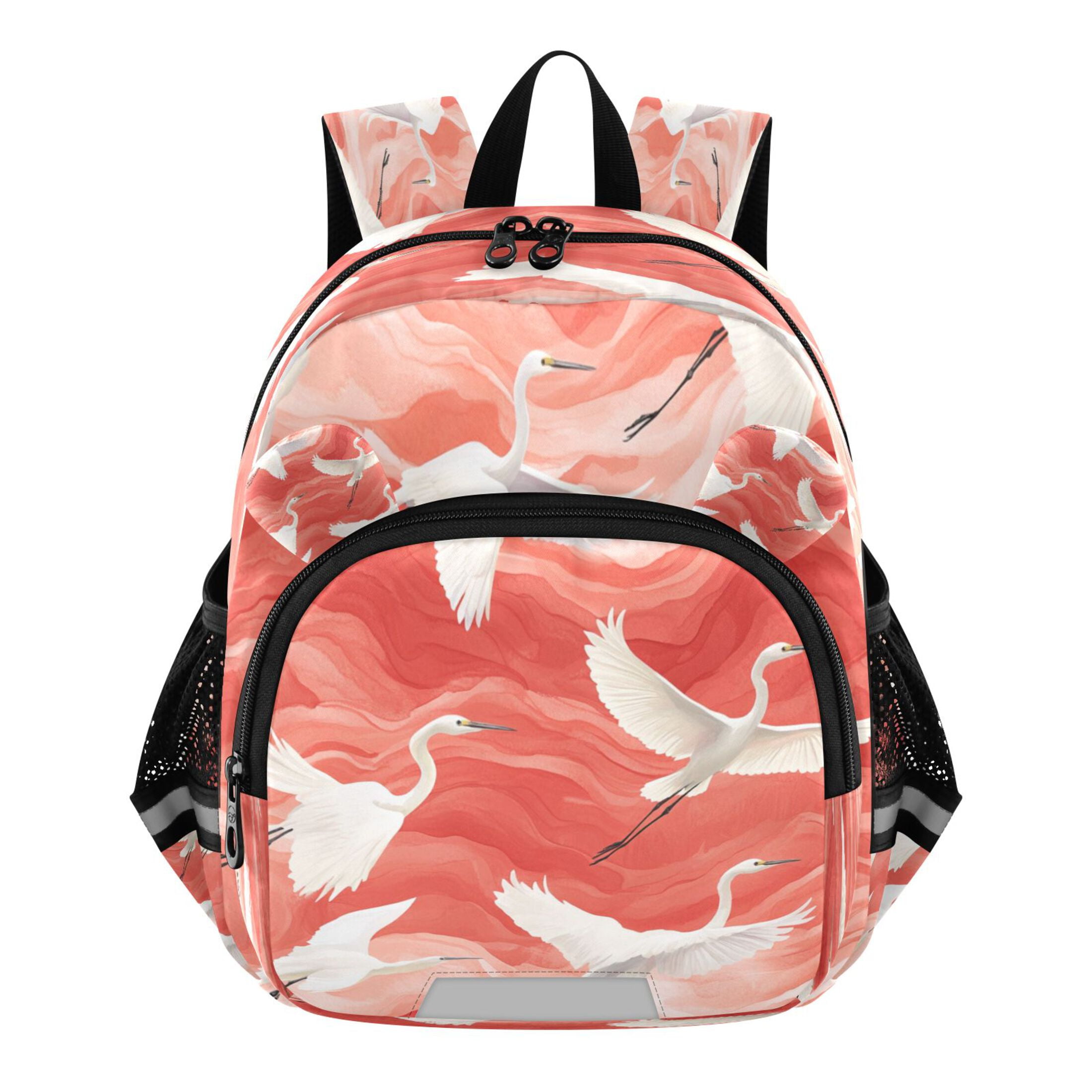 DIXRUYEE Backpack Lovely Cranes in Coral Waves Pattern Pattern Suitable ...