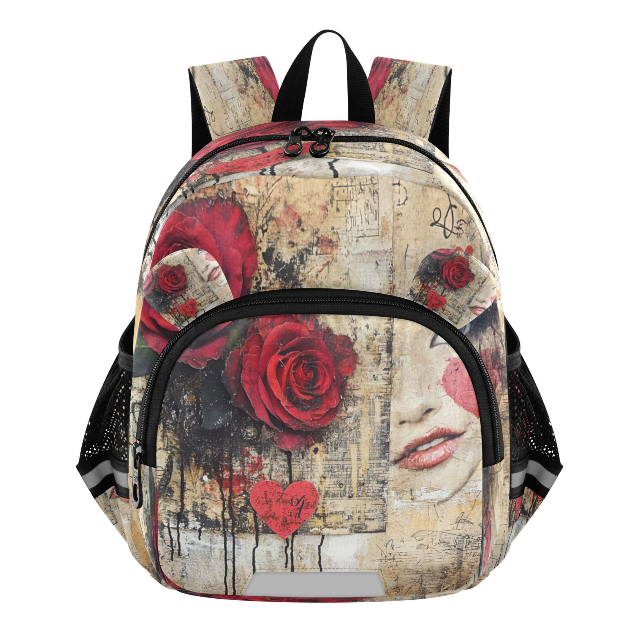 DIXRUYEE Backpack Lovely Facade with Roses Pattern Pattern Suitable ...