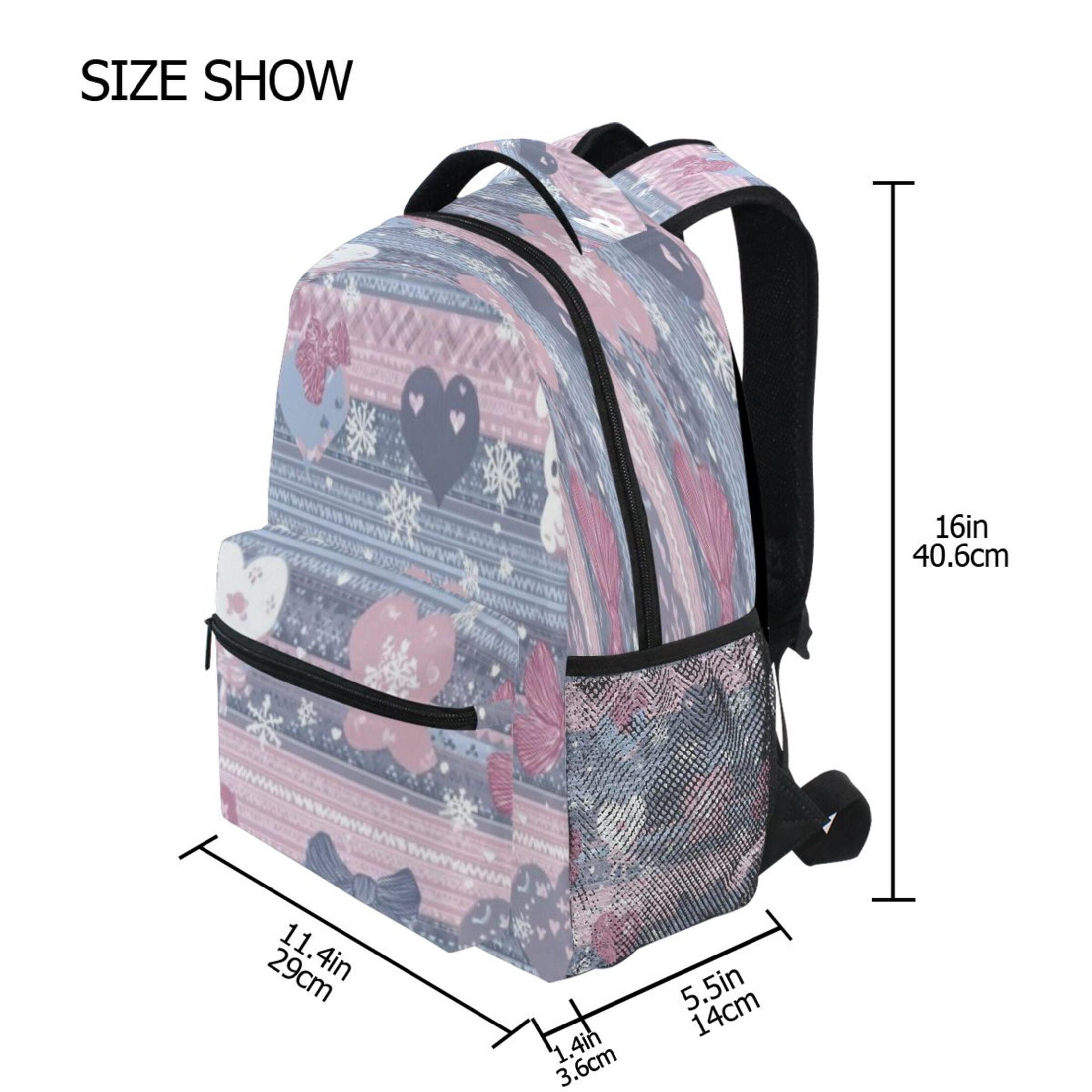 DIXRUYEE Backpack Schoolbag Bunny Heart Bow Pastel Pattern 15L/18L 2 ...