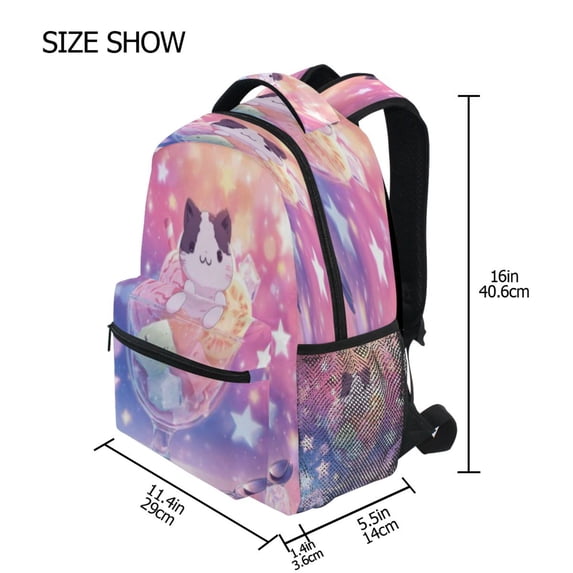 DIXRUYEE Backpack Schoolbag Cat Dessert Cup Pattern 15L/18L 2-SIZE ...
