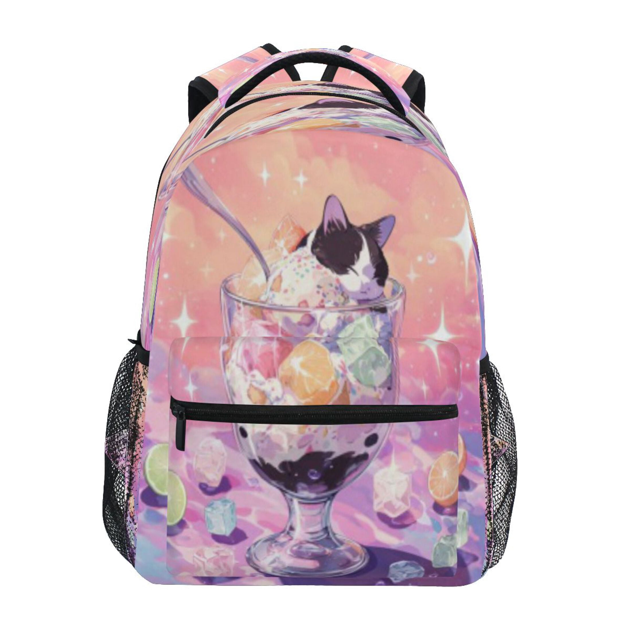 DIXRUYEE Backpack Schoolbag Cat Dessert Parfait Pattern 15L/18L 2-SIZE ...